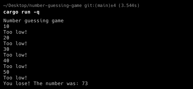 Project: Number guessing game - Learn Rust